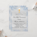 First communion silver blue boy luxury invitation | Zazzle