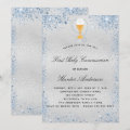 First communion silver blue boy luxury invitation | Zazzle