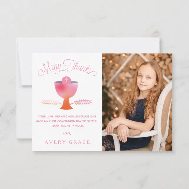 First Communion Thank You Card, Customized, Simple | Zazzle