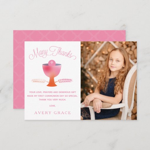 First Communion Thank You Card, Customized, Simple | Zazzle