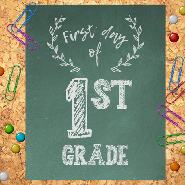 First Day Back to School, 1st Day of 1st Grade Photo Print | Zazzle