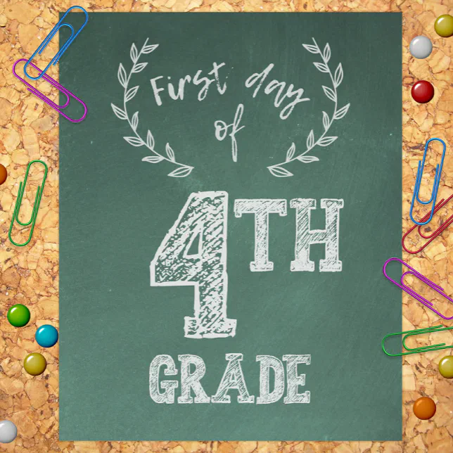 First Day Back to School, 1st Day of 4th Grade Photo Print | Zazzle