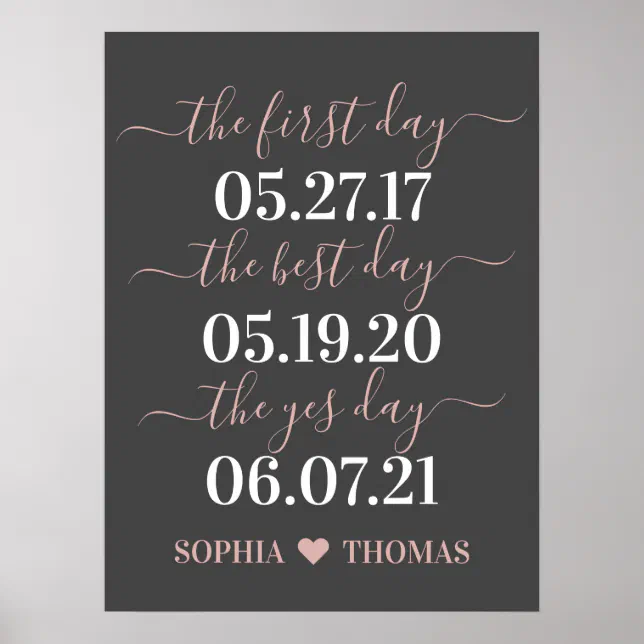First Day Best Day Yes Day Wedding Date Sign | Zazzle