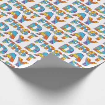 FIRST DAY Jigsaw Alphabet Wrapping Paper | Zazzle