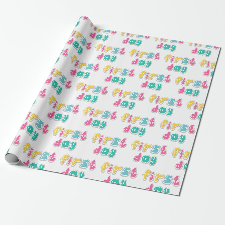 FIRST DAY Kids Bubble Alphabet Wrapping Paper | Zazzle
