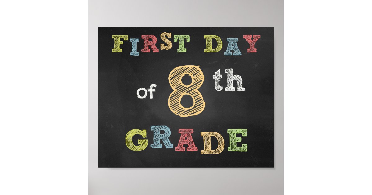 First day of 8th Grade Sign -Chalkboard | Zazzle