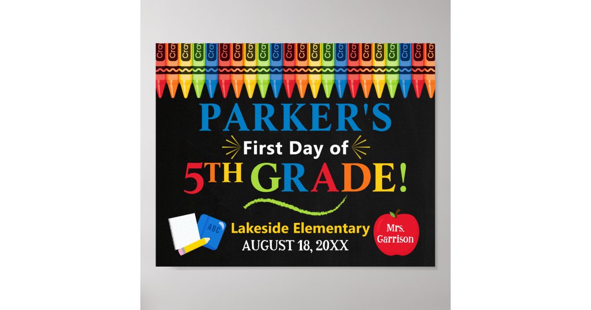 First Day of Fifth Grade School Sign - 5th grade | Zazzle