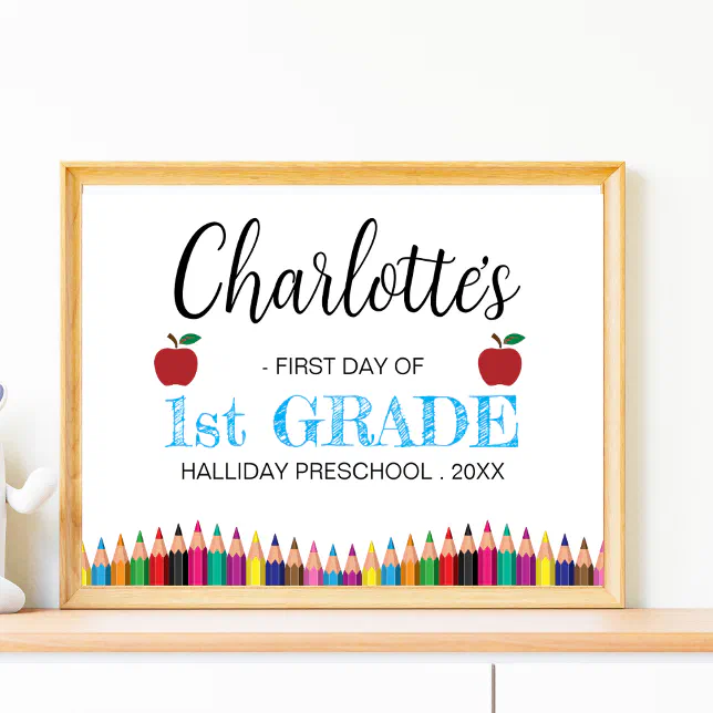 First Day of First Grade Minimalist Back to school Poster | Zazzle