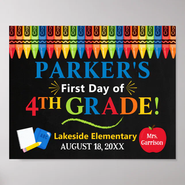 First Day of Fourth Grade School Sign - 4th grade | Zazzle