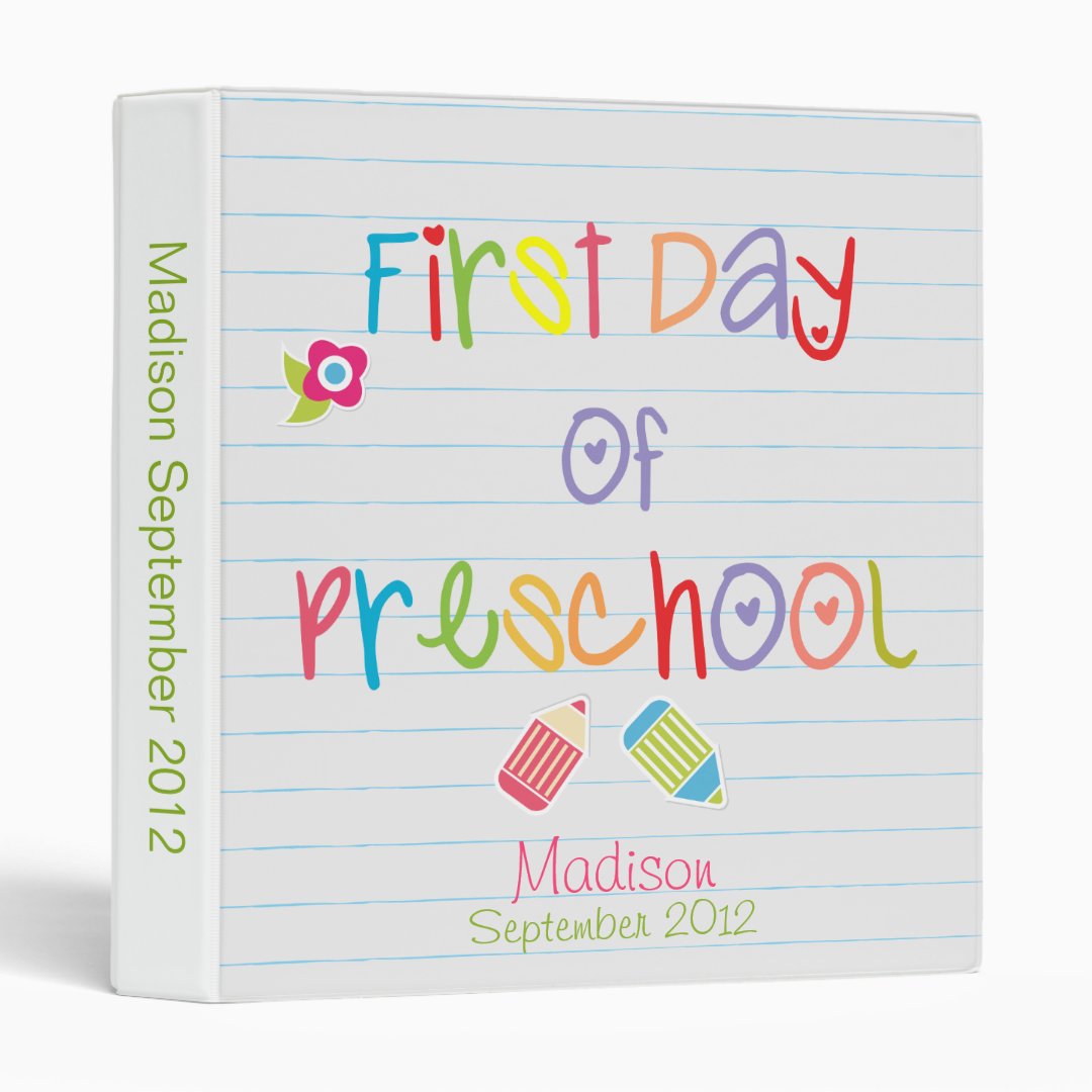 First Day of Preschool Keepsake Binder | Zazzle