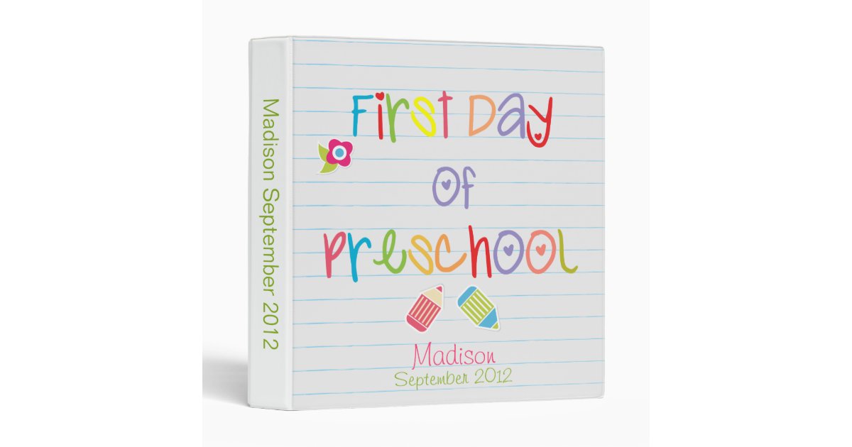 First Day of Preschool Keepsake Binder | Zazzle