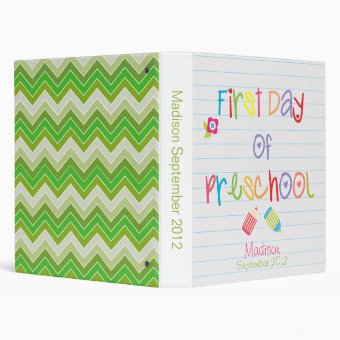 First Day of Preschool Keepsake Binder | Zazzle