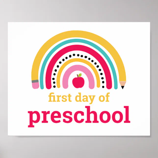 First Day of Preschool Rainbow Sign | Zazzle
