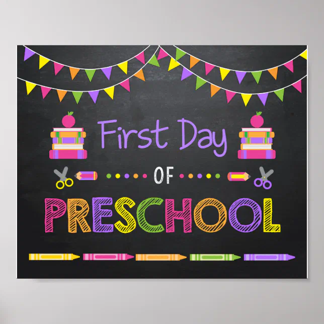 First Day of Preschool Sign, Back to School Sign | Zazzle