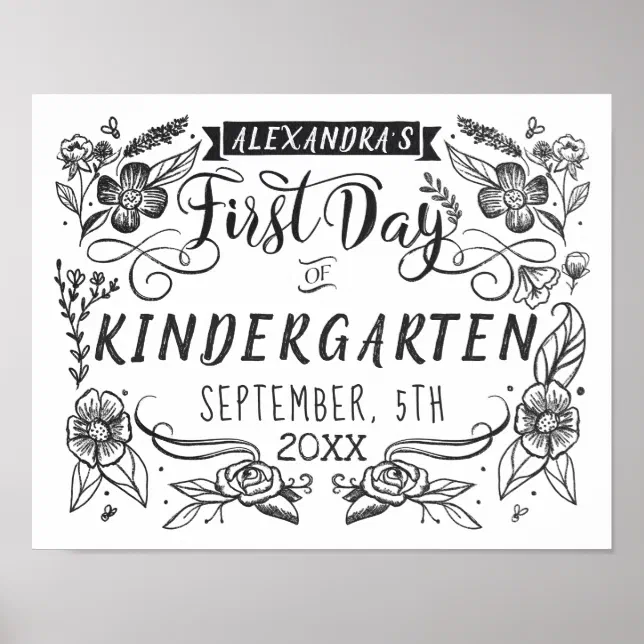 First Day of School Chalkboard Art White Sign | Zazzle