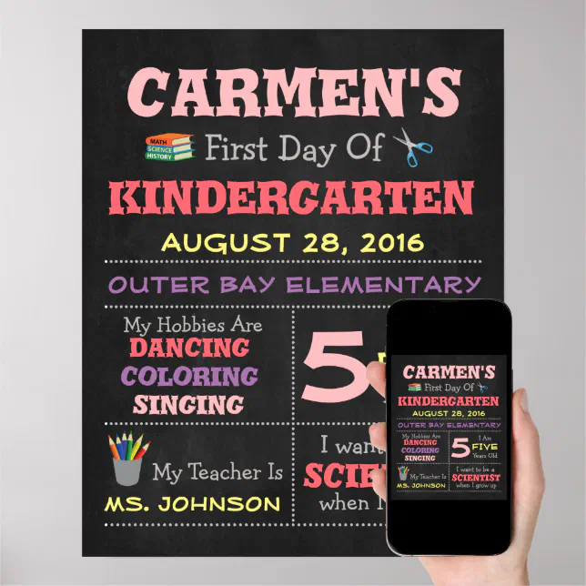 First Day Of School Children's Poster Photo Props | Zazzle