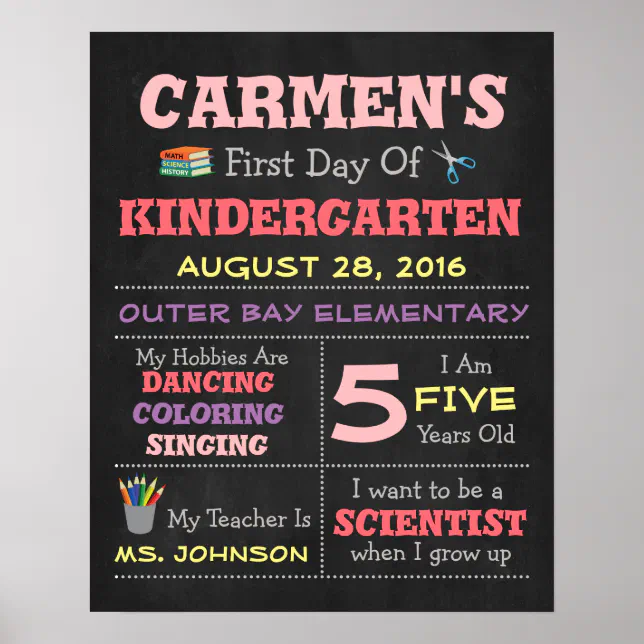First Day Of School Children's Poster Photo Props | Zazzle