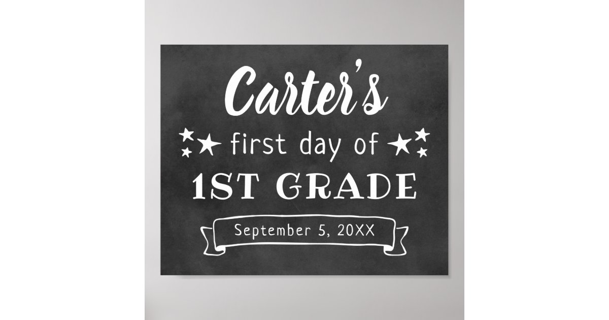 First Day of School Custom Black Chalkboard Sign | Zazzle