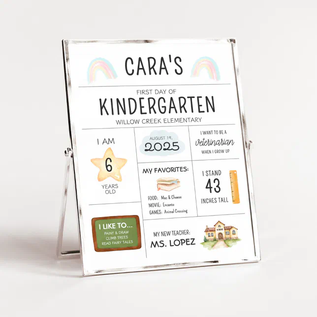 First Day of School Kindergarten Sign | Zazzle