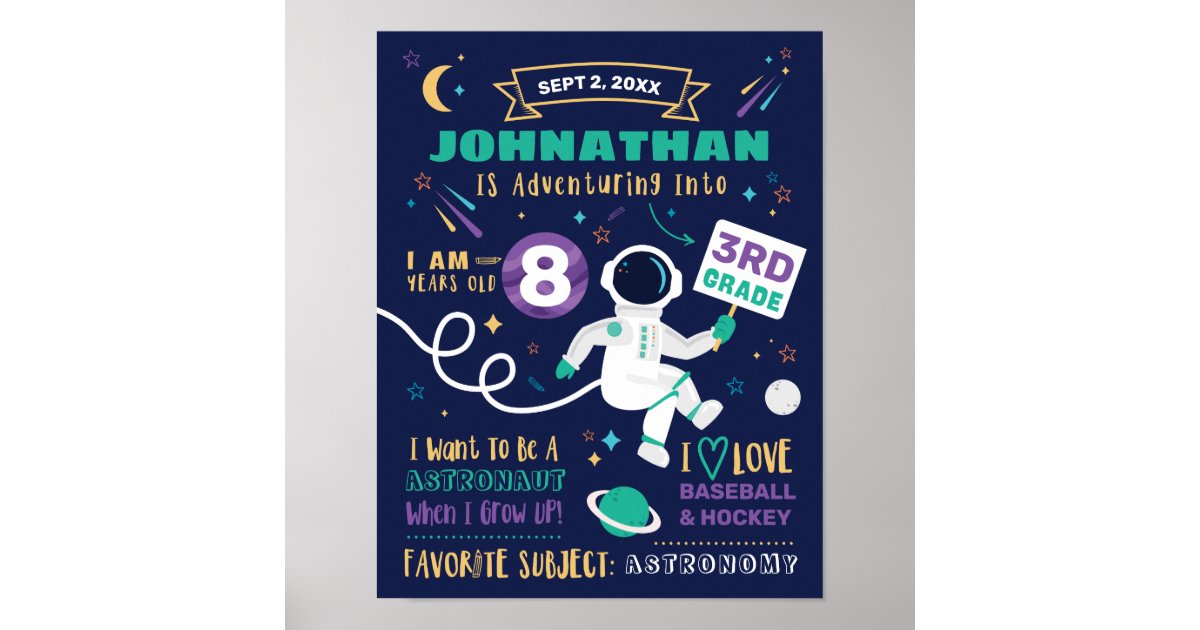 First Day Of School Sign Astronaut Space Adventure | Zazzle