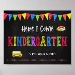 First Day Of School Sign | Kindergarten Poster | Zazzle