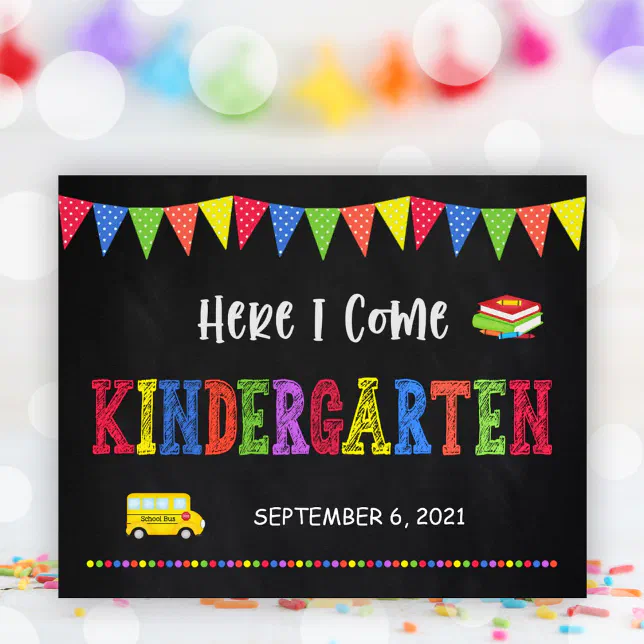 First Day Of School Sign | Kindergarten Poster | Zazzle