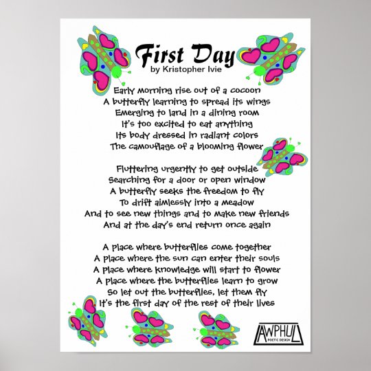 First Day Poem (16x12) Poster | Zazzle.com