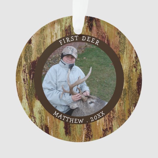 FIRST DEER Hunting Photo Camouflage Personalized Ornament | Zazzle.com