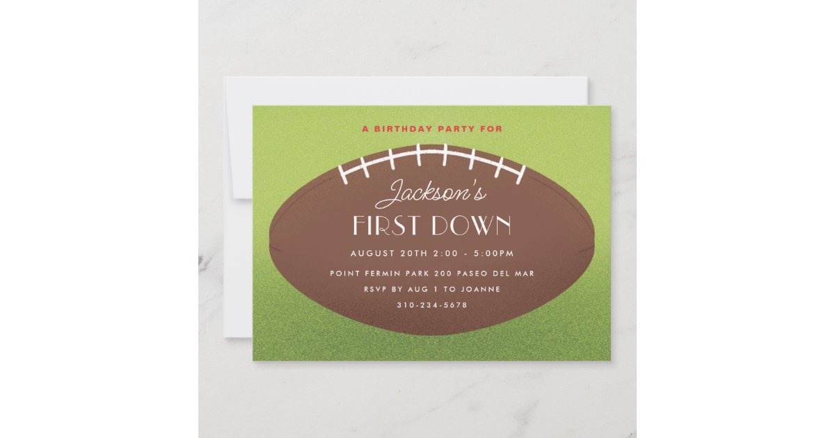 First Down Football Birthday Party Invitation | Zazzle