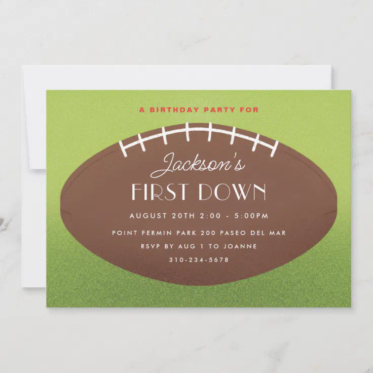 First Down Football Birthday Party Invitation | Zazzle