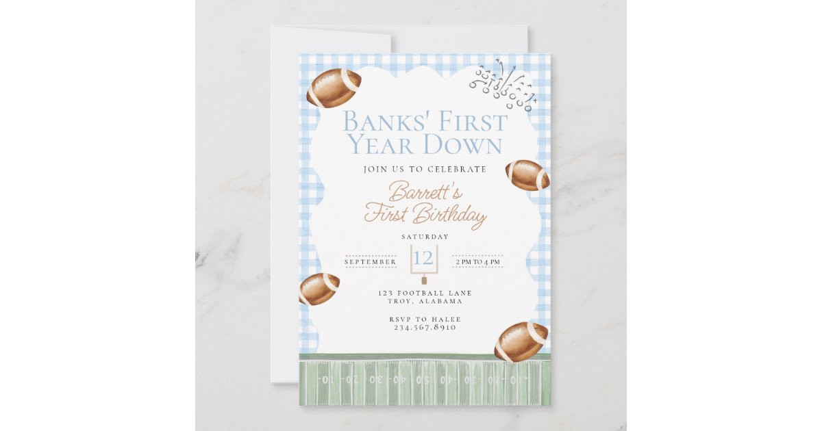 First Down Football Birthday, Tailgate Party Invitation | Zazzle