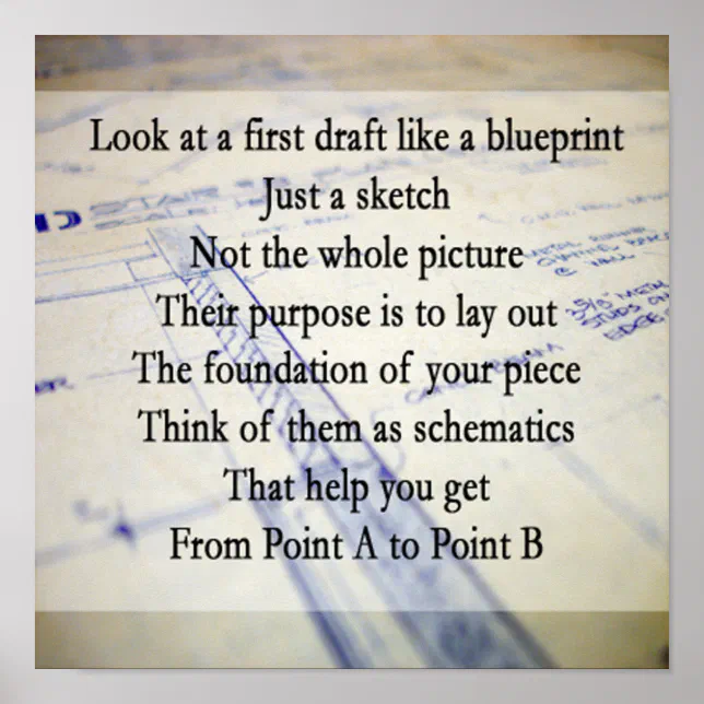 First Draft Blueprint Poster | Zazzle
