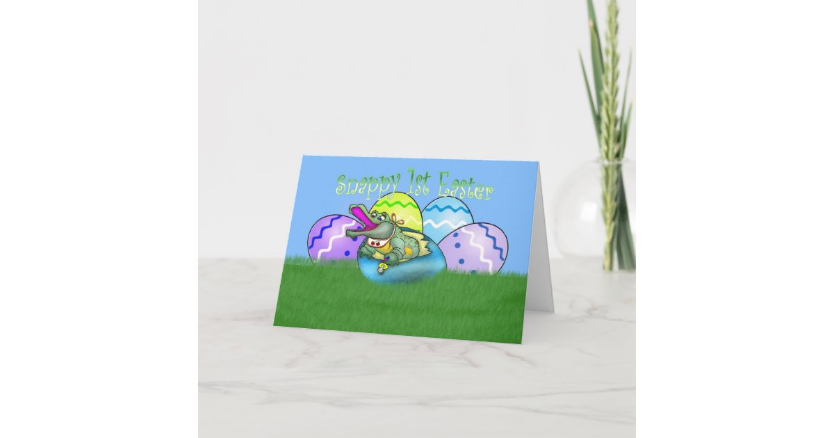 first Easter card, 1st Easter crocodile Holiday Card | Zazzle