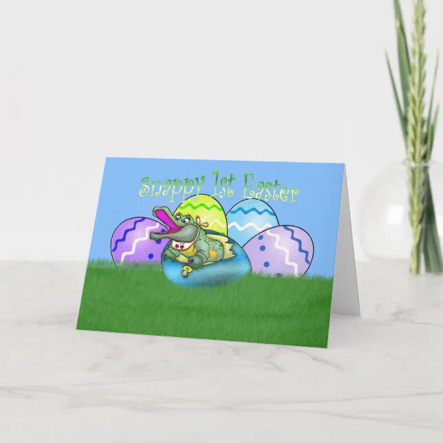 first Easter card, 1st Easter crocodile Holiday Card | Zazzle