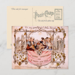 First ever Christmas card, England 1846 Holiday Postcard | Zazzle