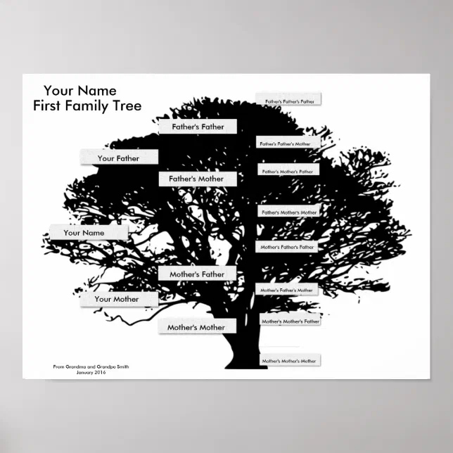 First Family Tree - Simple to Great Grandparents Poster | Zazzle