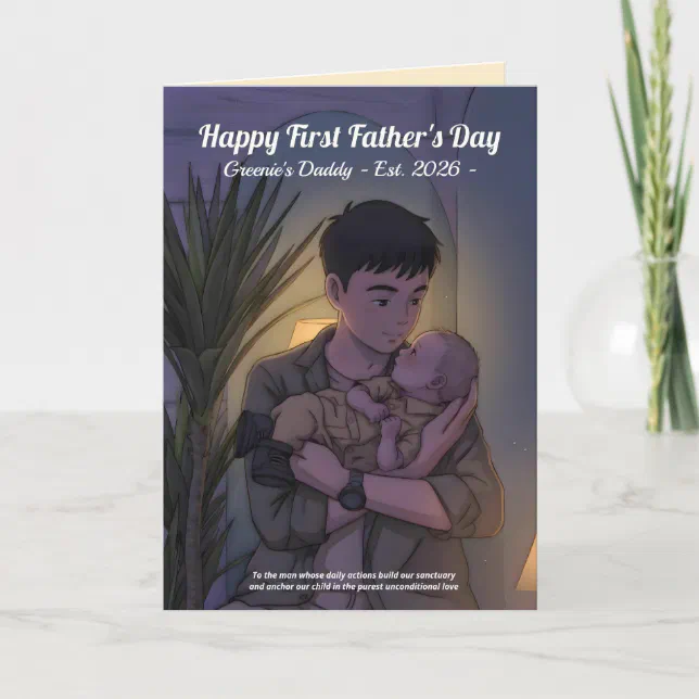 First Father’s Day Anime Style Night Holiday Card | Zazzle