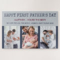 First Fathers Day Custom Message and 3 Photo Jigsaw Puzzle | Zazzle