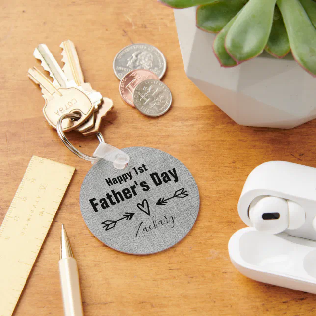 First Father's Day Personalized Keychain | Zazzle
