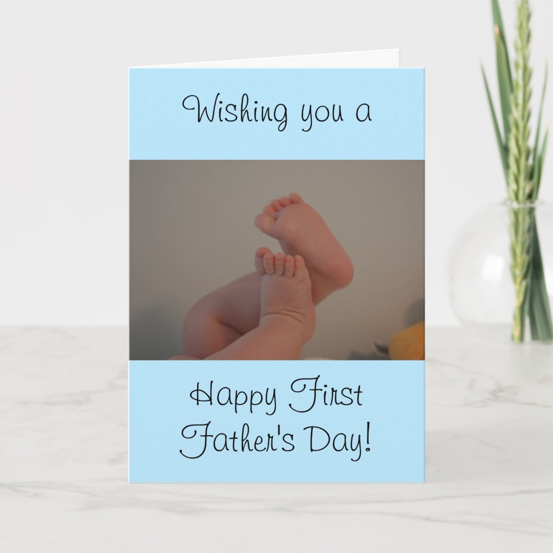 First Father's Day with Message Baby Boy Card | Zazzle