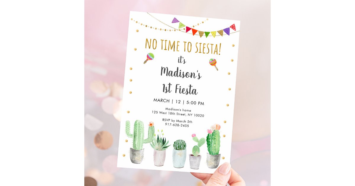 First Fiesta Cactus Birthday Invitation | Zazzle