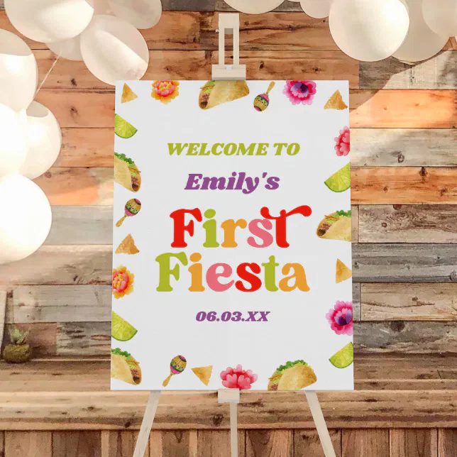 First Fiesta Taco 1st Birthday Party Welcome Sign | Zazzle