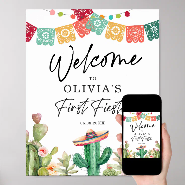 First Fiesta Welcome Sign 1st Birthday Mexican | Zazzle