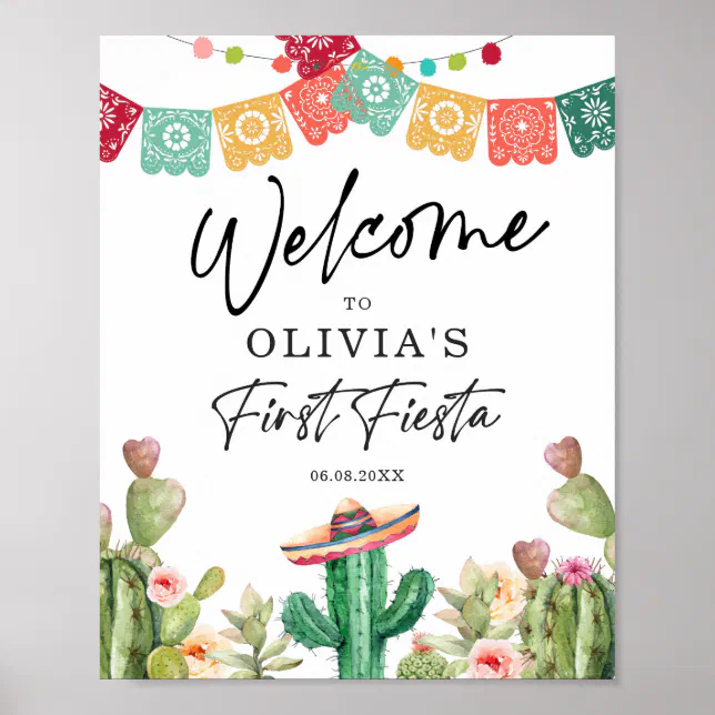 First Fiesta Welcome Sign 1st Birthday Mexican | Zazzle
