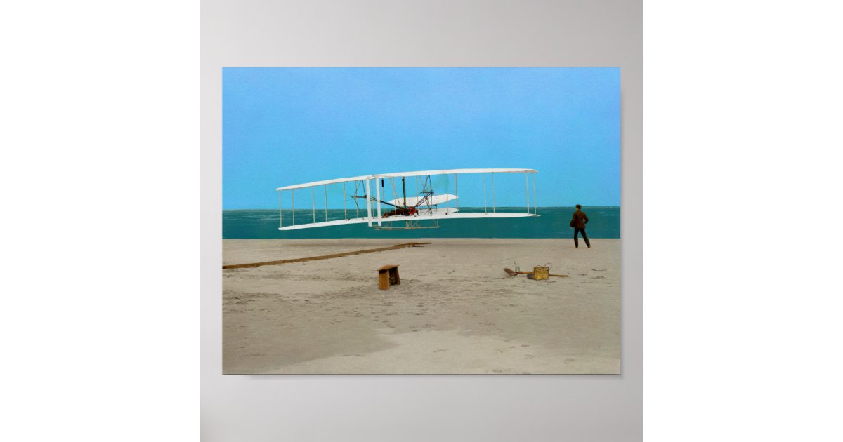 First Flight Wright Brothers Vintage Airplane Poster | Zazzle