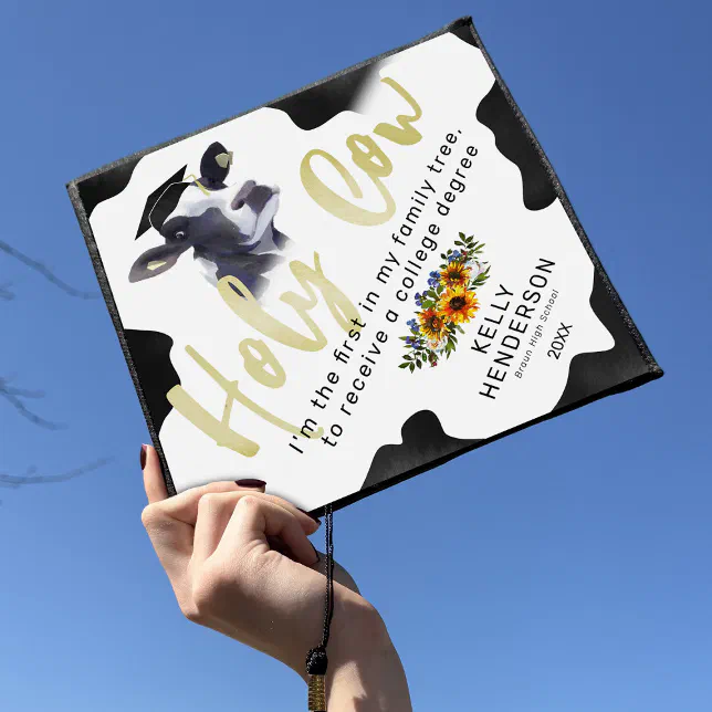 First Generation Graduate Holy Cow Graduation Cap Topper | Zazzle