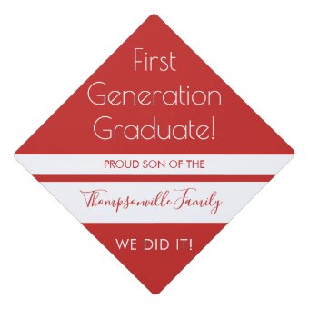 First Generation Graduate Success Family Name Red Graduation Cap Topper ...