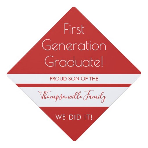 First Generation Graduate Success Family Name Red Graduation Cap Topper ...