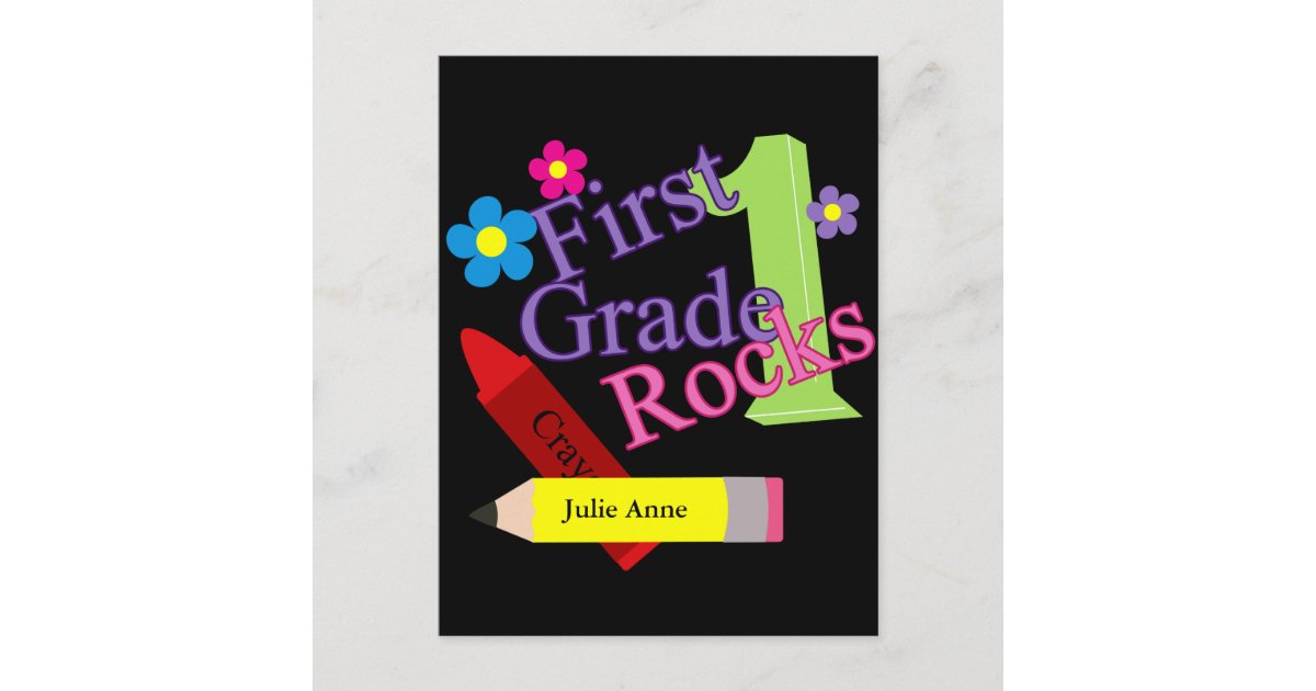 First Grade Rocks For Girls Postcard | Zazzle