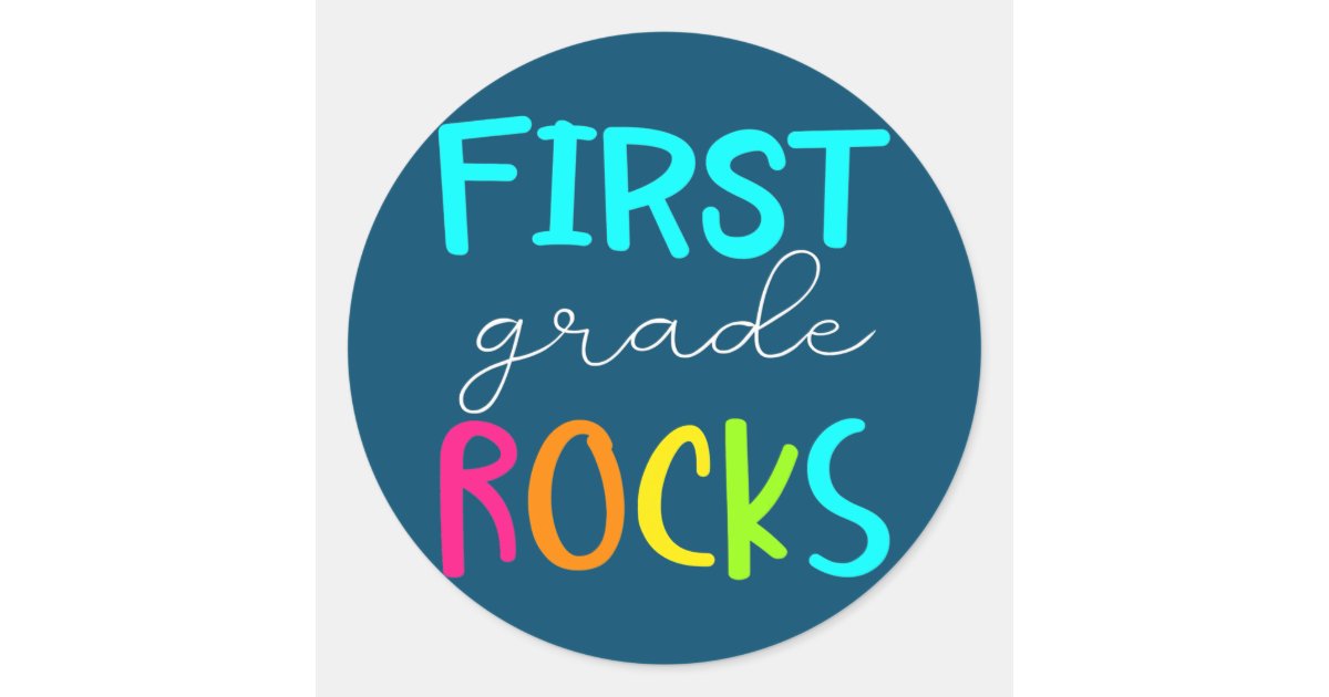 First Grade Rocks Team 1st Grade Teacher Classic Round Sticker | Zazzle